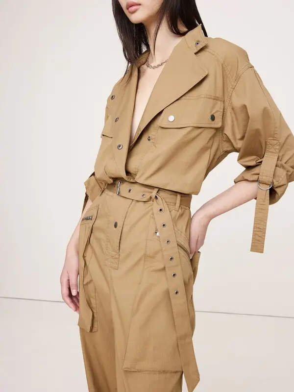 Banana Republic Utility Flight Jumpsuit - Whiskey Brown | Editorialist